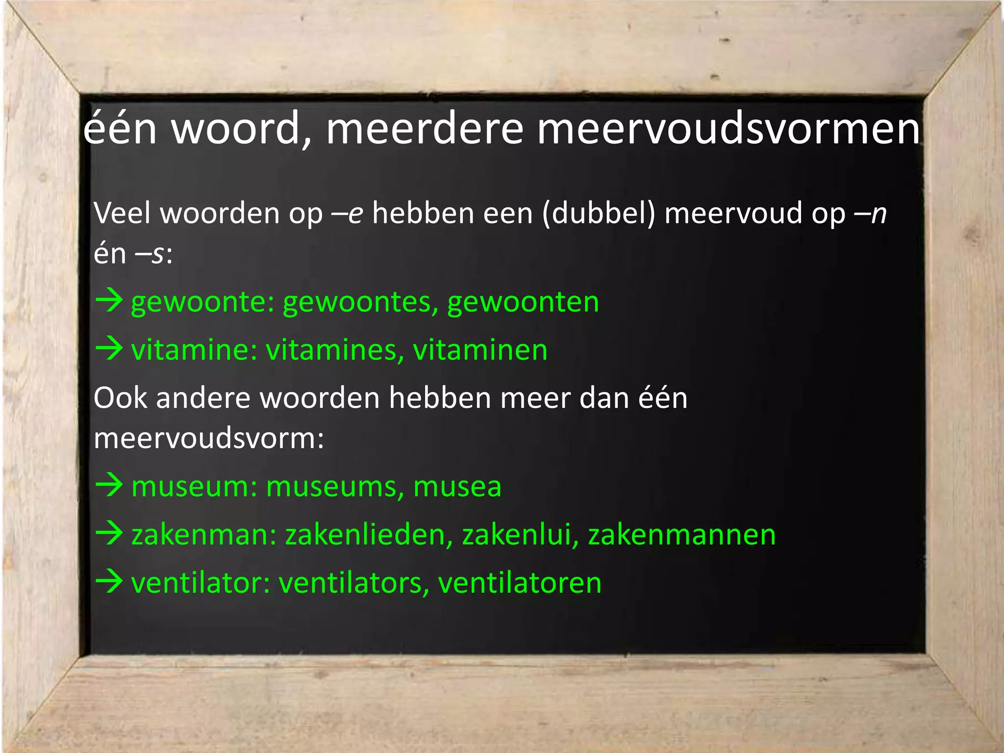 Het meervoud van zelfstandige naamwoorden | PPT