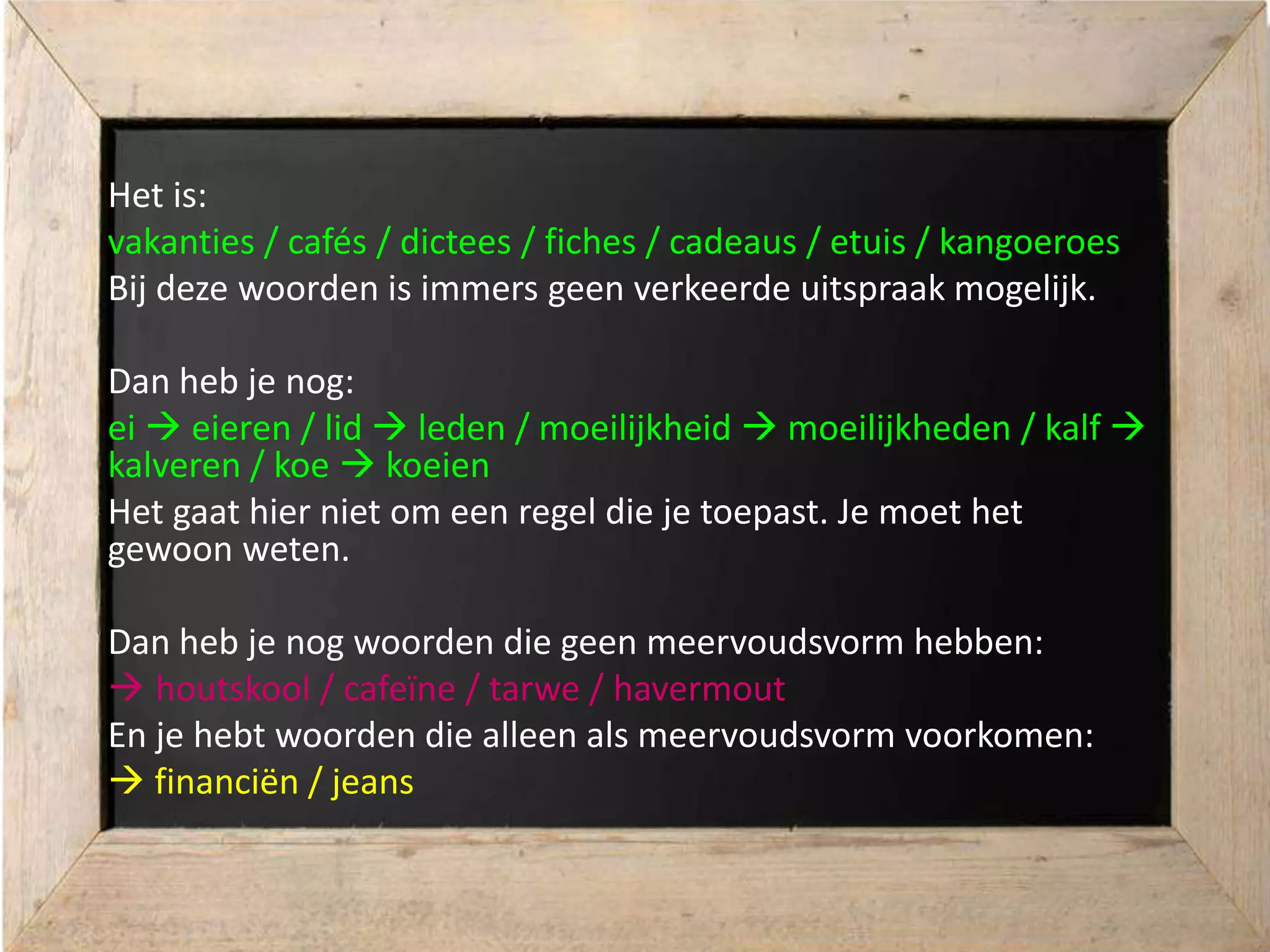 Het meervoud van zelfstandige naamwoorden | PPT