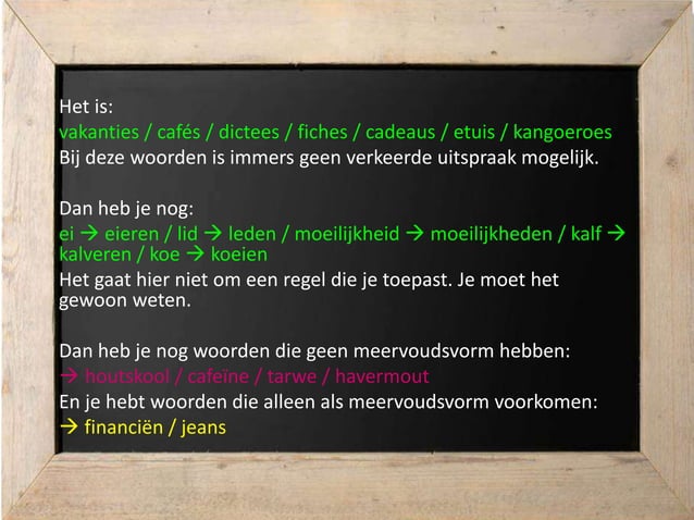 Het meervoud van zelfstandige naamwoorden | PPT