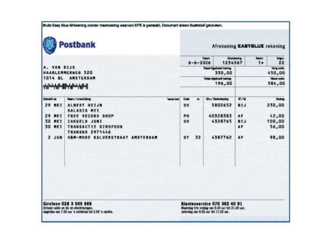 Het rekeningafschrift