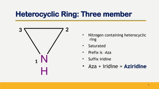 "Basics of Heterocyclic Compounds and Their Naming Rules" | PPT