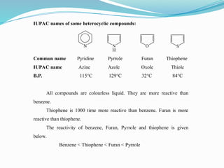 nomenclature for heterocyclic rings and compounds | PPTX