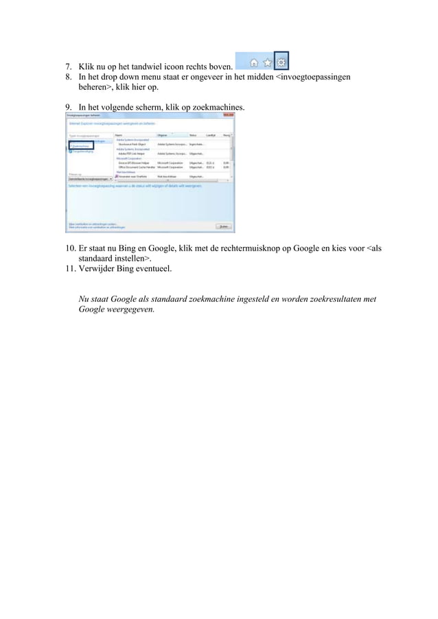 Het veranderen van standaard zoekmachine in internet explorer | DOCX