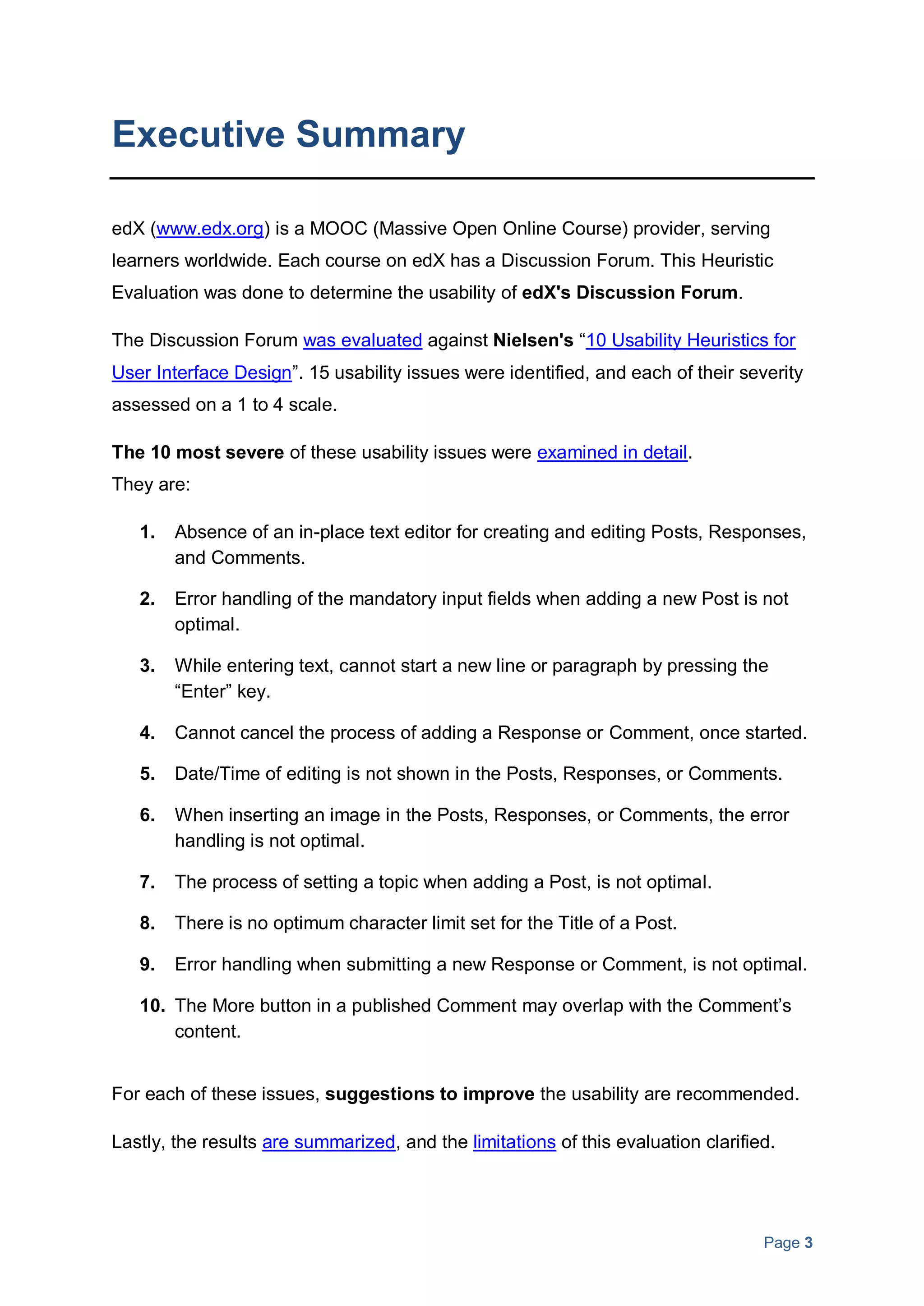 Heuristic Evaluation based on Nielsen's 10 Usability Heuristics | PDF