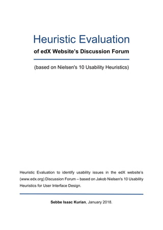 Heuristic Evaluation based on Nielsen's 10 Usability Heuristics | PDF