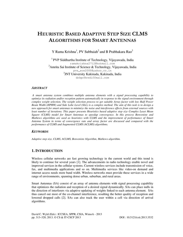 Heuristic Based Adaptive Step Size Clms Algorithms For Smart Antennas Pdf