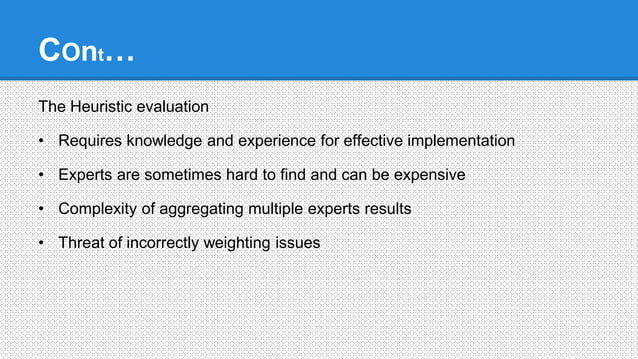 Heuristic evaluation | PPTX | Computing | Technology & Computing
