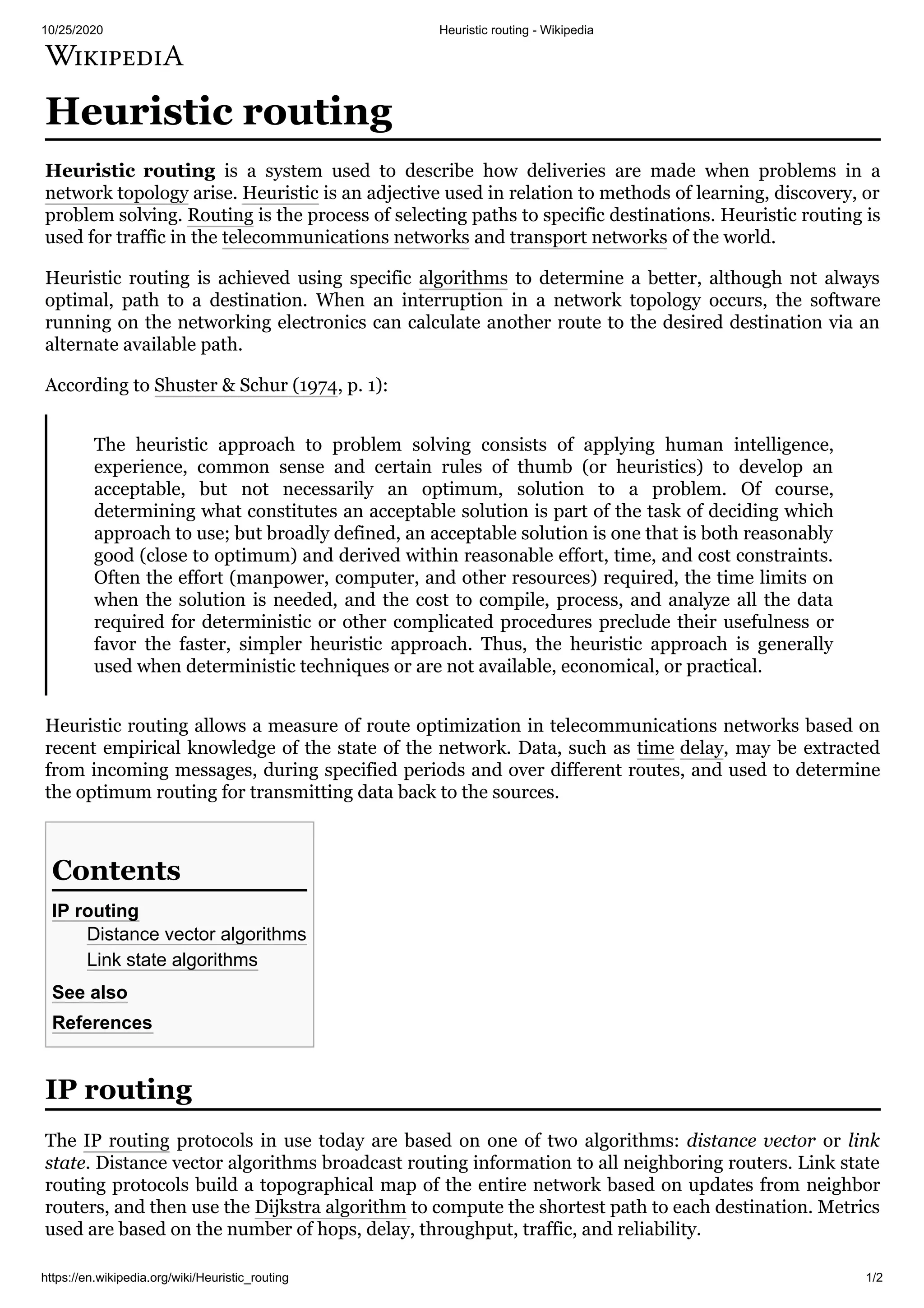 Heuristic routing : Notes | PDF