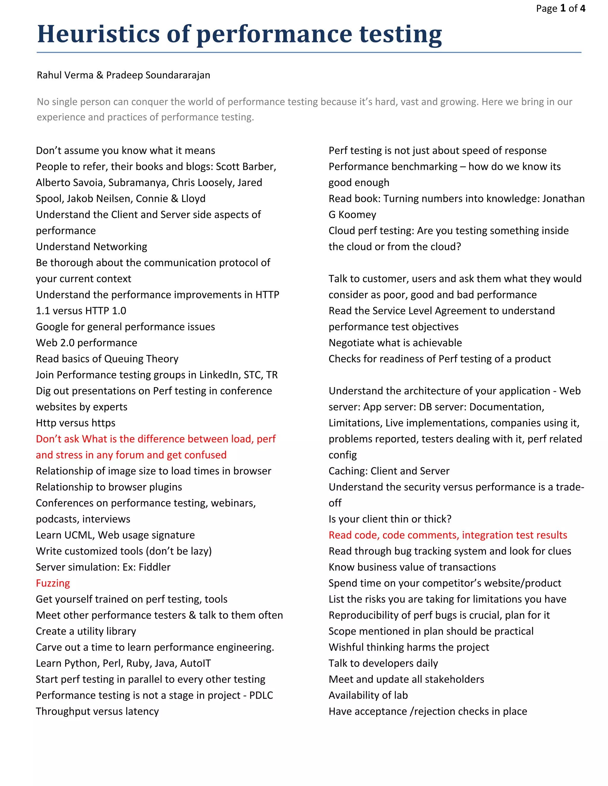 Heuristics Of Performance Testing Pdf Computer Software And