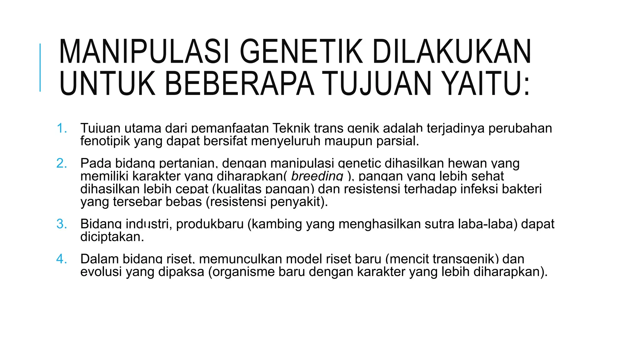 HEWAN TRANSGENIK ADAM pada hewan hasil dari peternakan sapi | PPTX