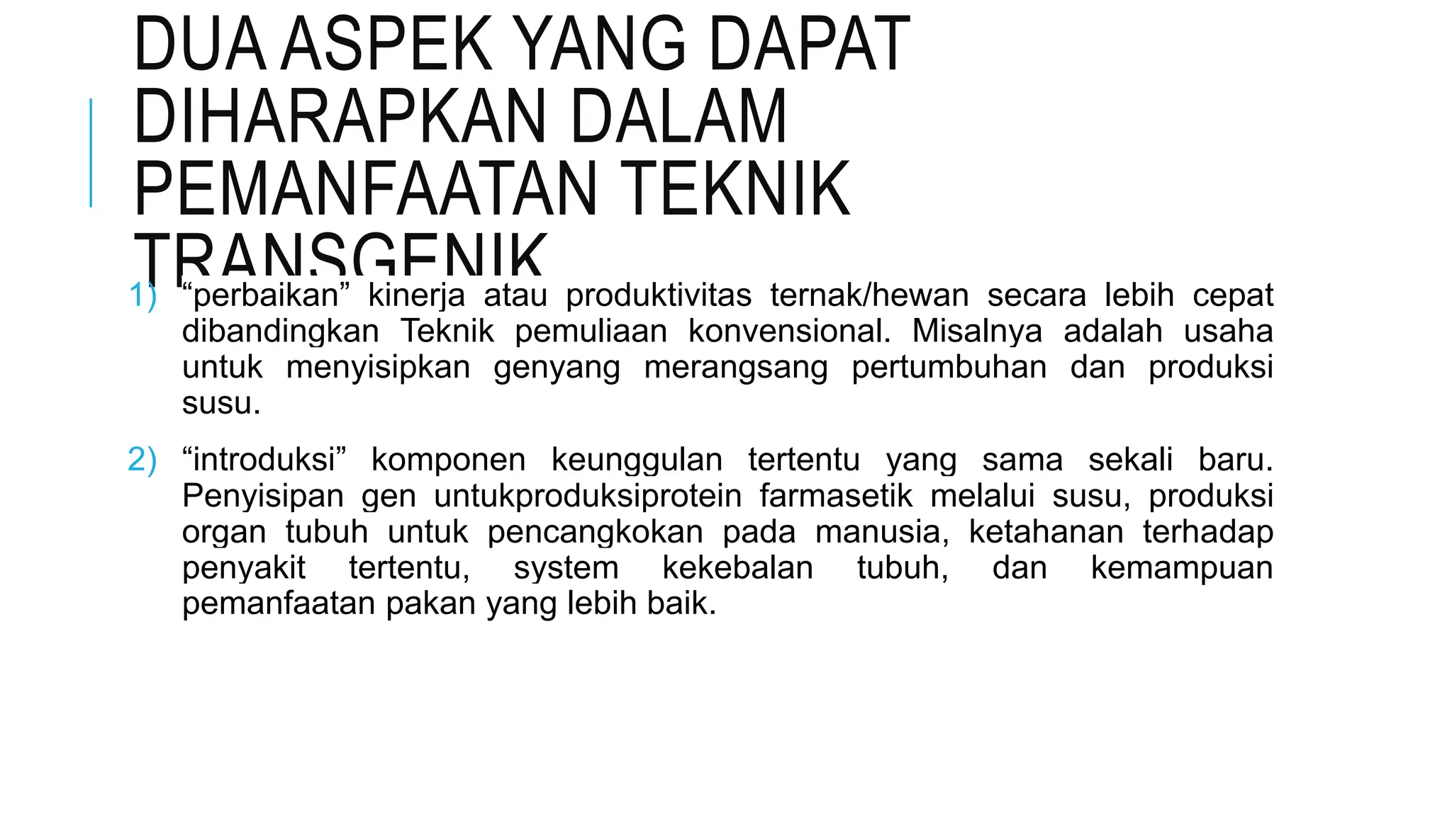 HEWAN TRANSGENIK ADAM pada hewan hasil dari peternakan sapi | PPTX