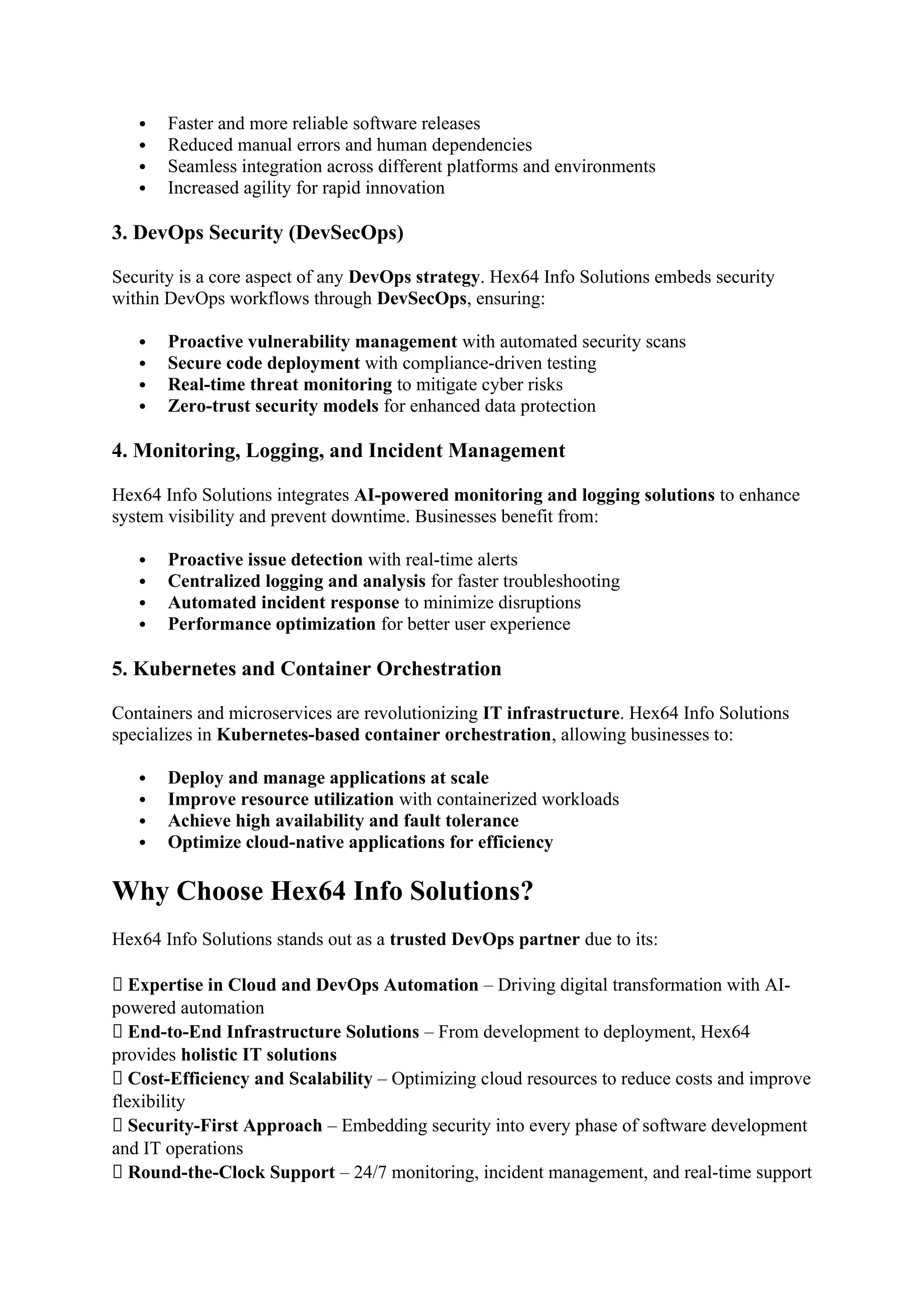 Hex64 Info Solutions Driving Innovation Through DevOps Infrastructure Excellence | PDF