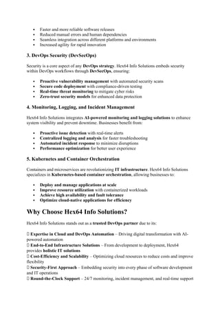 Hex64 Info Solutions Driving Innovation Through DevOps Infrastructure Excellence | PDF