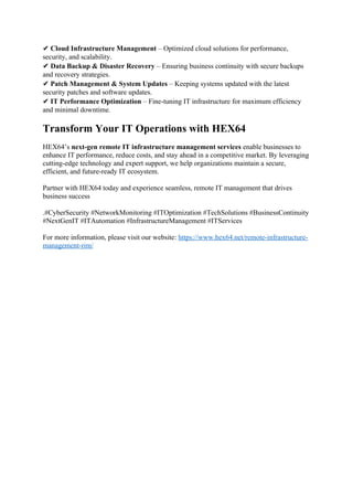 HEX64 Next-Gen Remote IT Infrastructure Management Services | PDF
