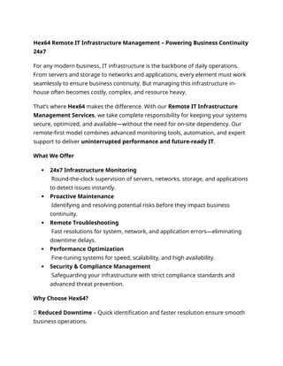 Hex64 Remote IT Infrastructure Management – Powering Business ...
