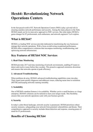 Hex64 Revolutionizing Network Operations Centers.docx