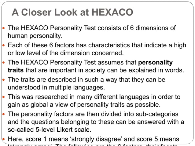 Hexaco personality test | PPTX | Technology & Computing