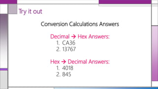 Hexadecimal (Calculations and Explanations) | PPTX