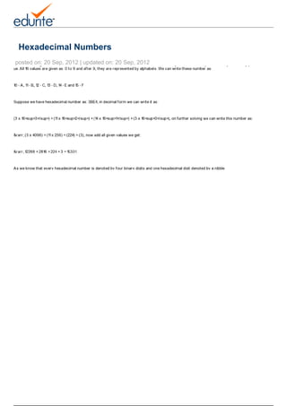 Hexadecimal Numbers | PDF