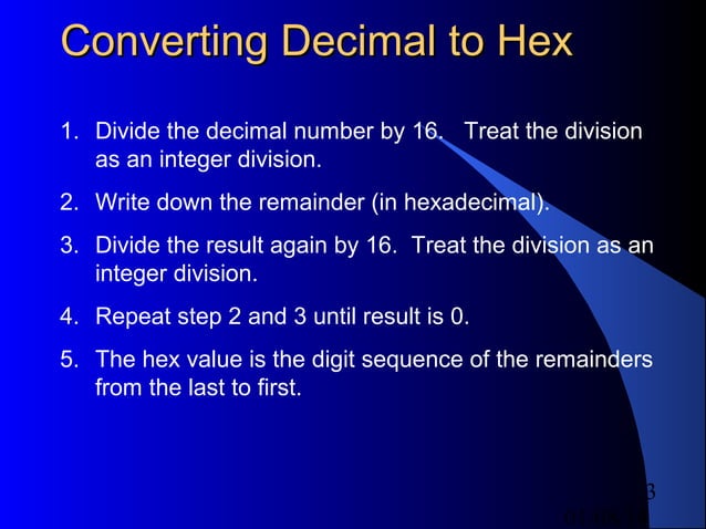 Hexadecimal numbers | PPT | Computing | Technology & Computing