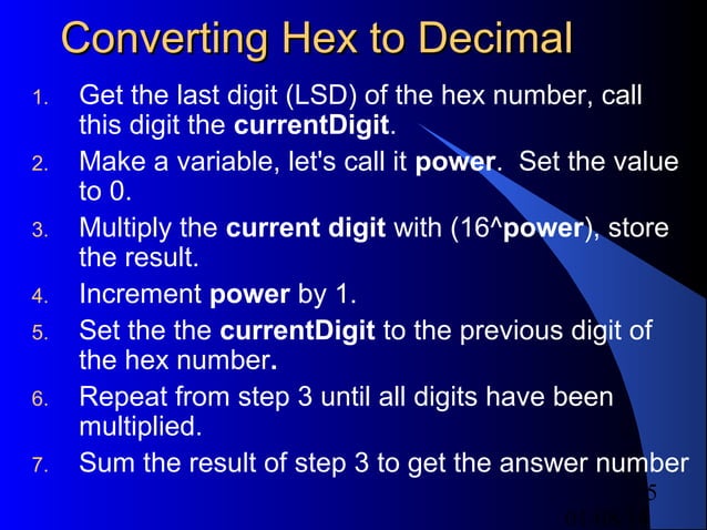 Hexadecimal numbers | PPT | Computing | Technology & Computing
