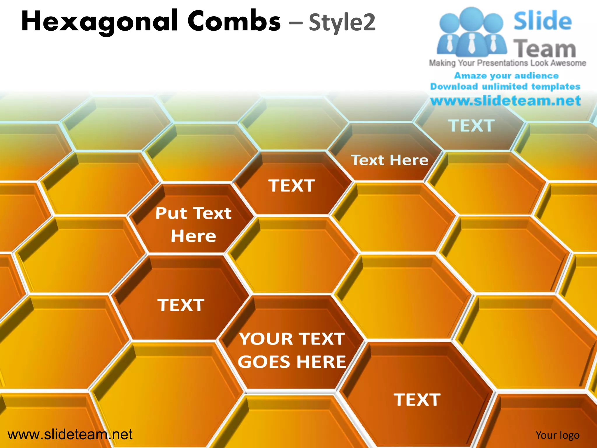 Hexagonal combs design 2 powerpoint ppt slides. | PPT