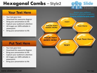 Hexagonal combs design 2 powerpoint ppt slides. | PPT