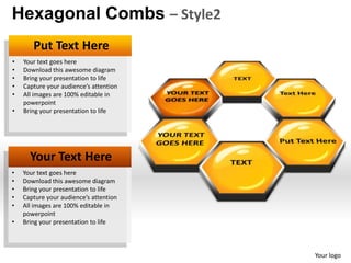 Hexagonal combs style 2 powerpoint presentation templates | PPTX ...