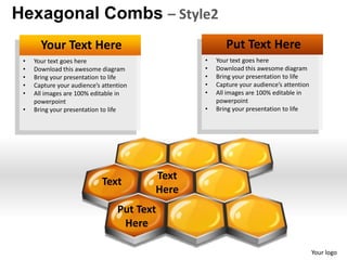 Hexagonal combs style 2 powerpoint presentation templates | PPTX ...