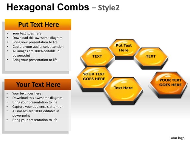 Hexagonal combs style 2 powerpoint presentation templates | PPTX ...