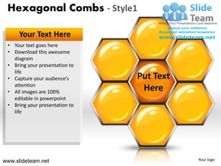 Hexagonal combs style design 1 powerpoint presentation templates. | PDF