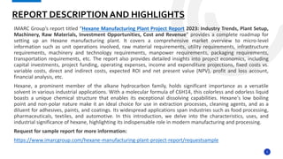 Detailed Project Report on Setting up a Hexane Manufacturing Plant | PPT