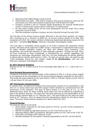 Hexaware -press_release_february_16,_2011 | PDF | Business Accounting ...