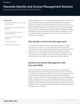 Hexnode Identity and Access Management solution | PDF