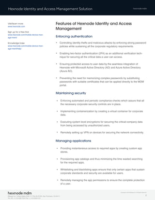 Hexnode Identity and Access Management solution | PDF