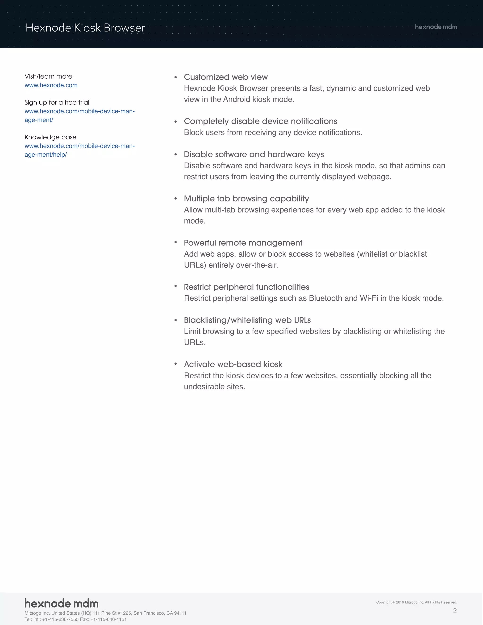 Hexnode Kiosk Browser | PDF