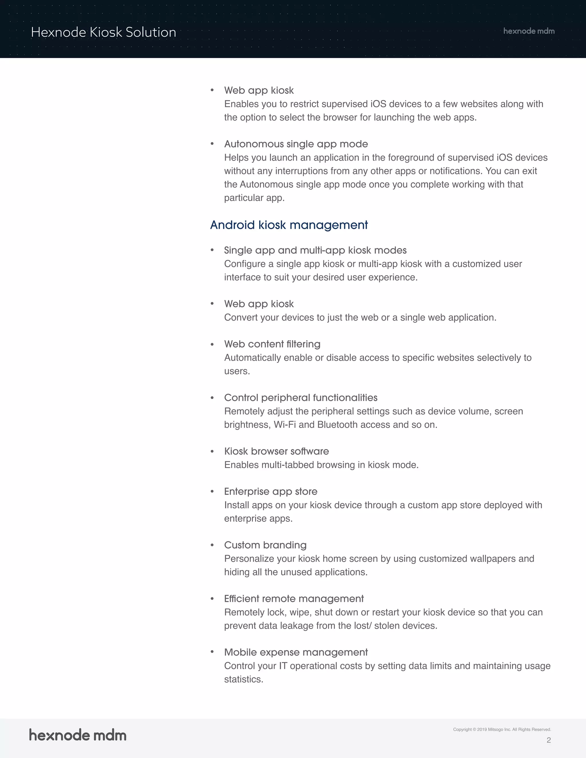 Hexnode Kiosk Solution | PDF