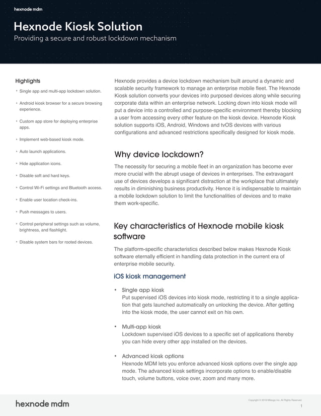 Hexnode Kiosk Solution | PDF | Operating Systems | Computer Software and Applications