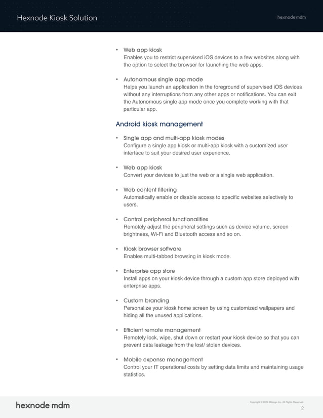 Hexnode Kiosk Solution | PDF | Operating Systems | Computer Software and Applications