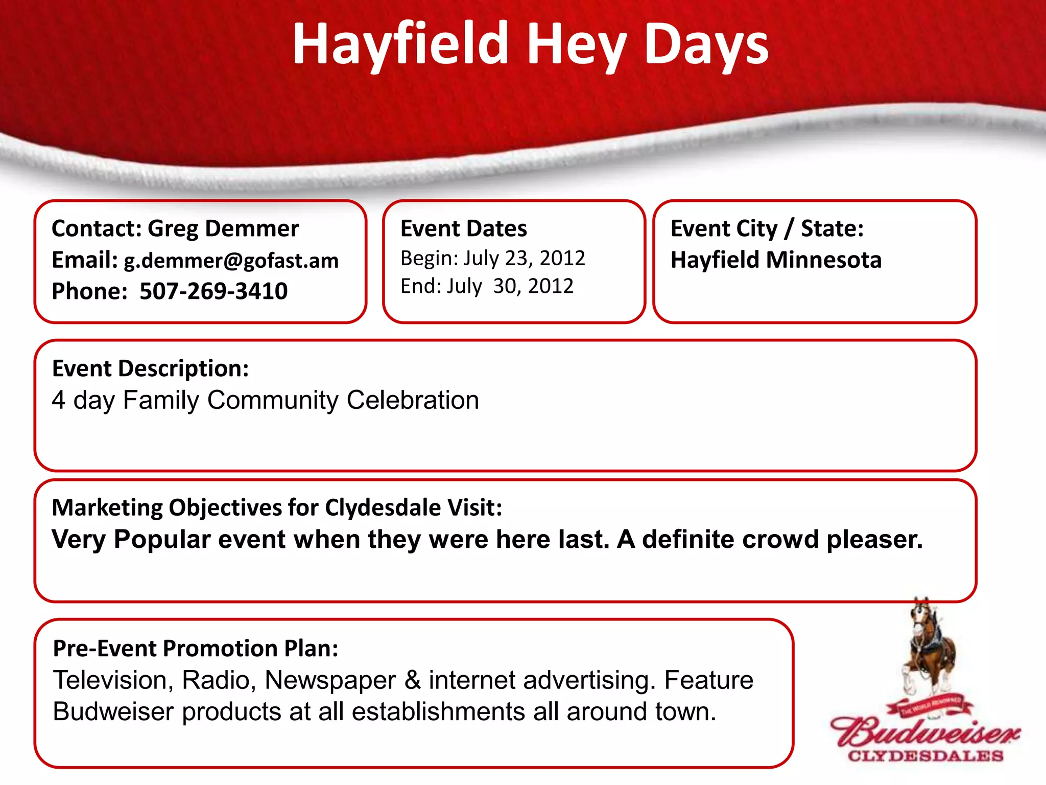 Hey days hayfieldmn | PPTX | National & Civic Holidays | Holidays