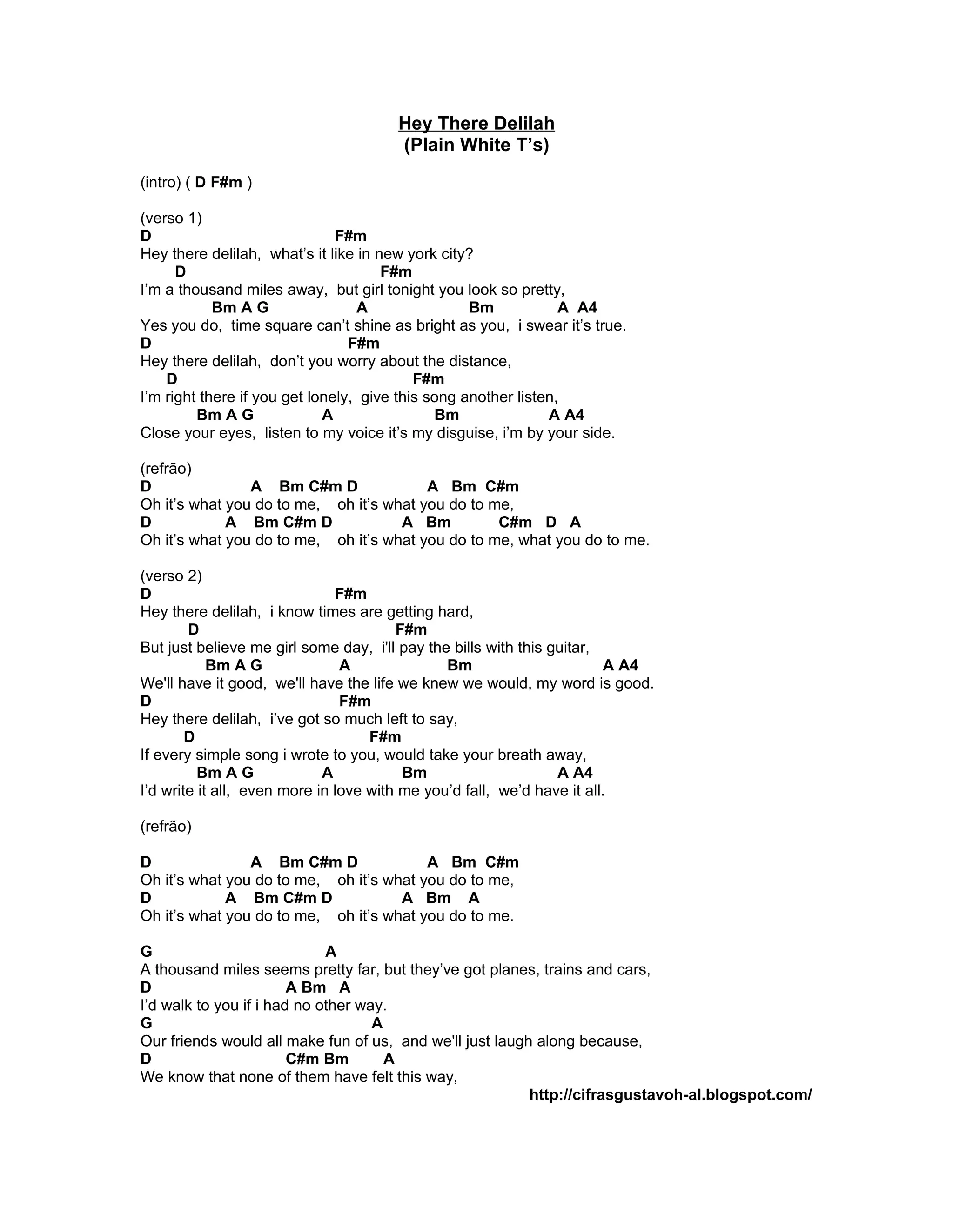 Hey There Delilah | DOC