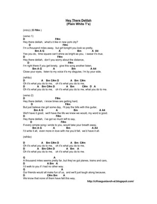 Guitar Chords For Hey There Delilah