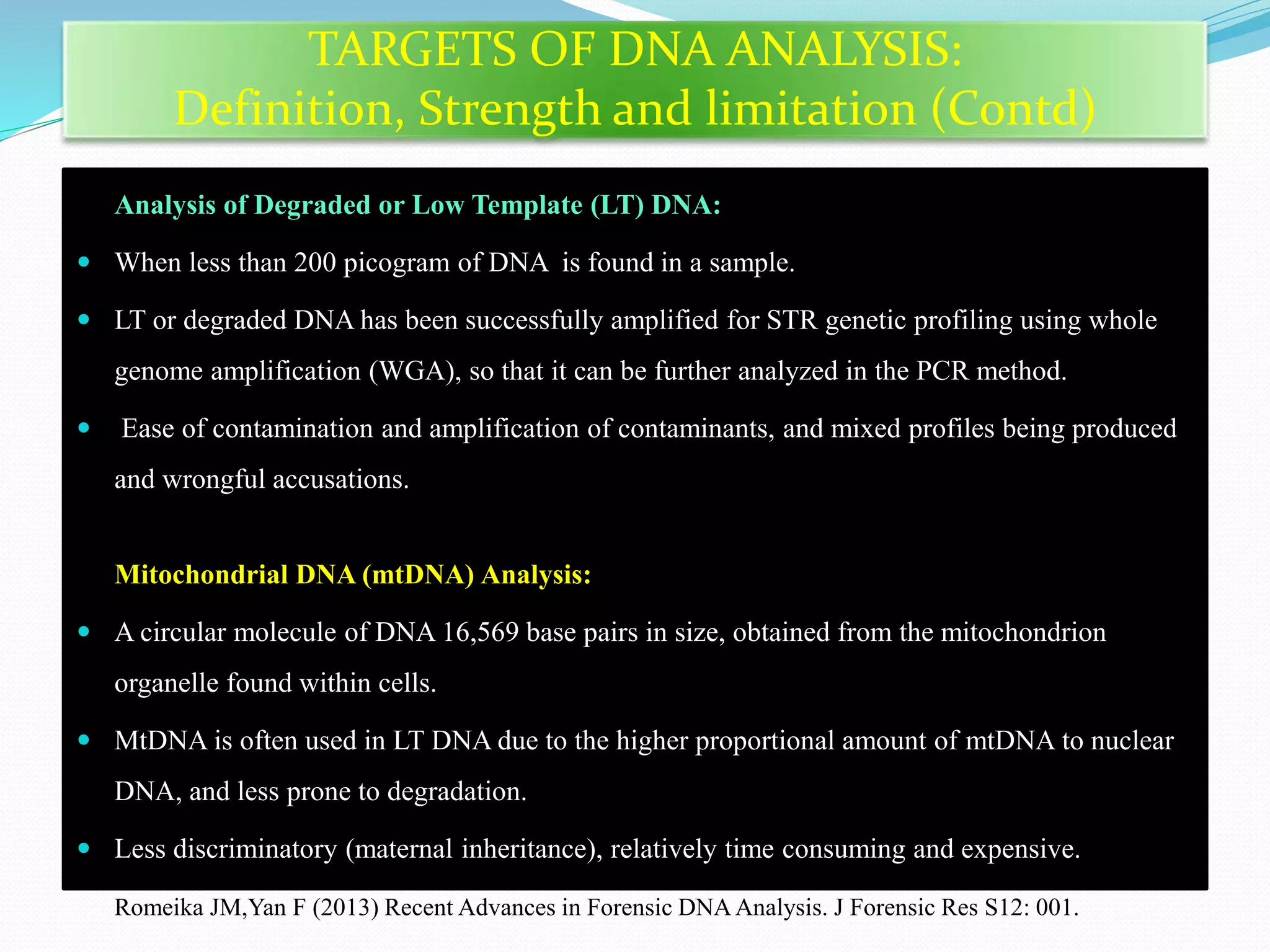 FORENSIC DNA PROFILING: Strengths and Limitations | PPTX | Genetics ...