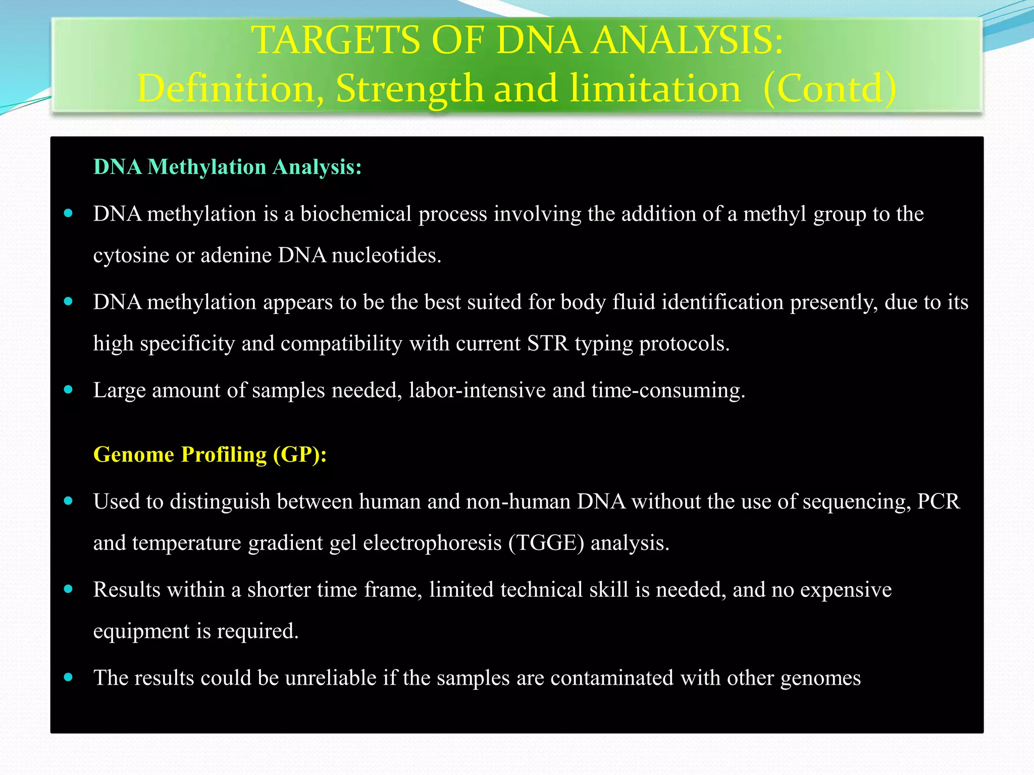FORENSIC DNA PROFILING: Strengths and Limitations | PPTX | Genetics ...