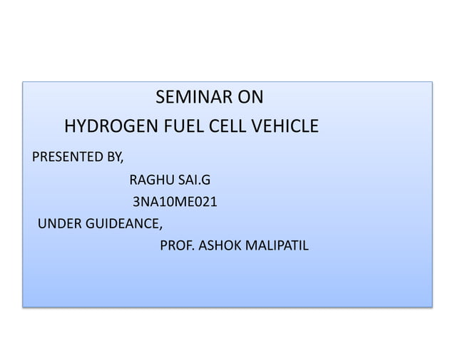 hydrogen fuel cell vehicle ppt | PPT