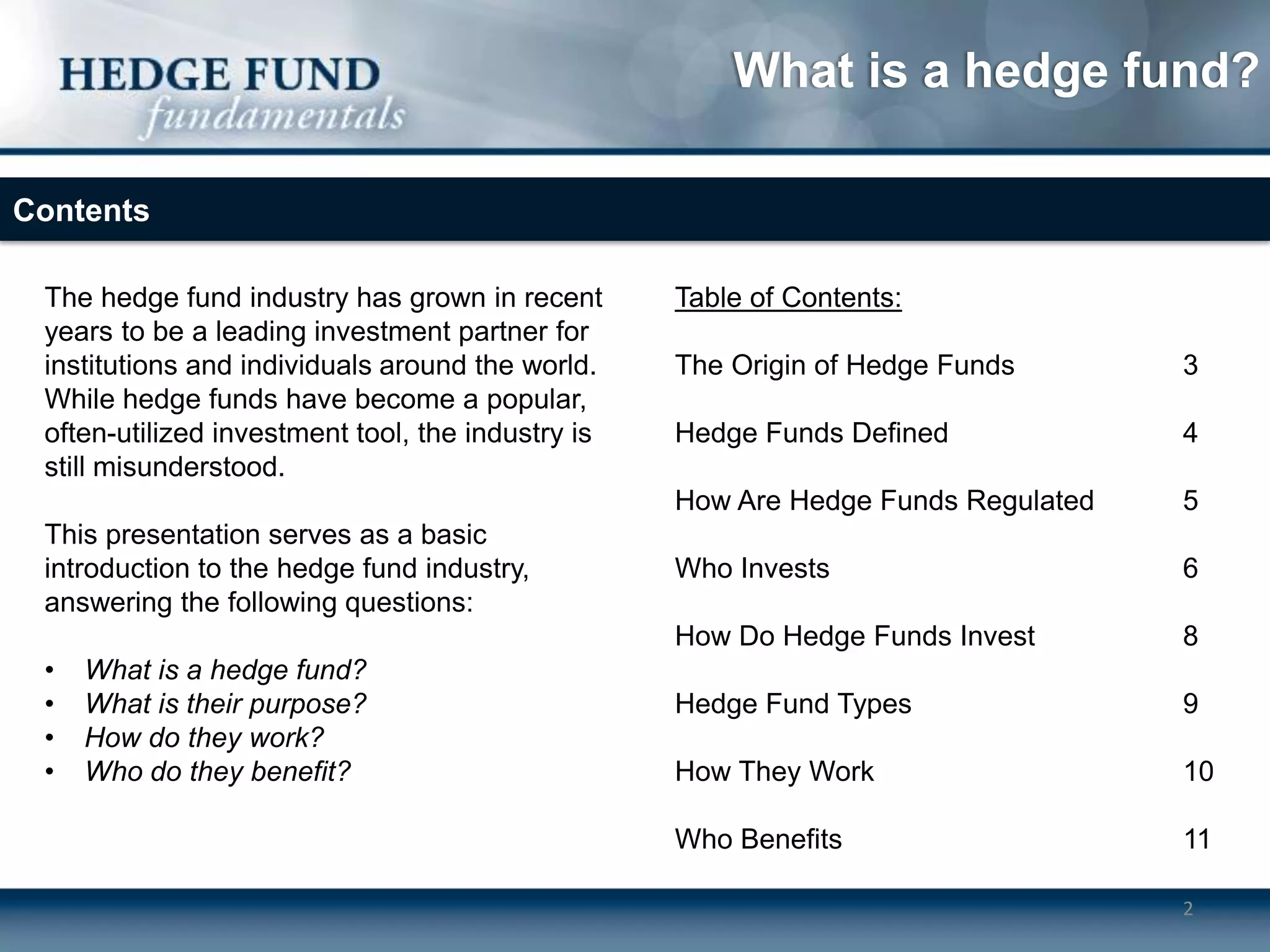 What is a Hedge Fund? | PDF