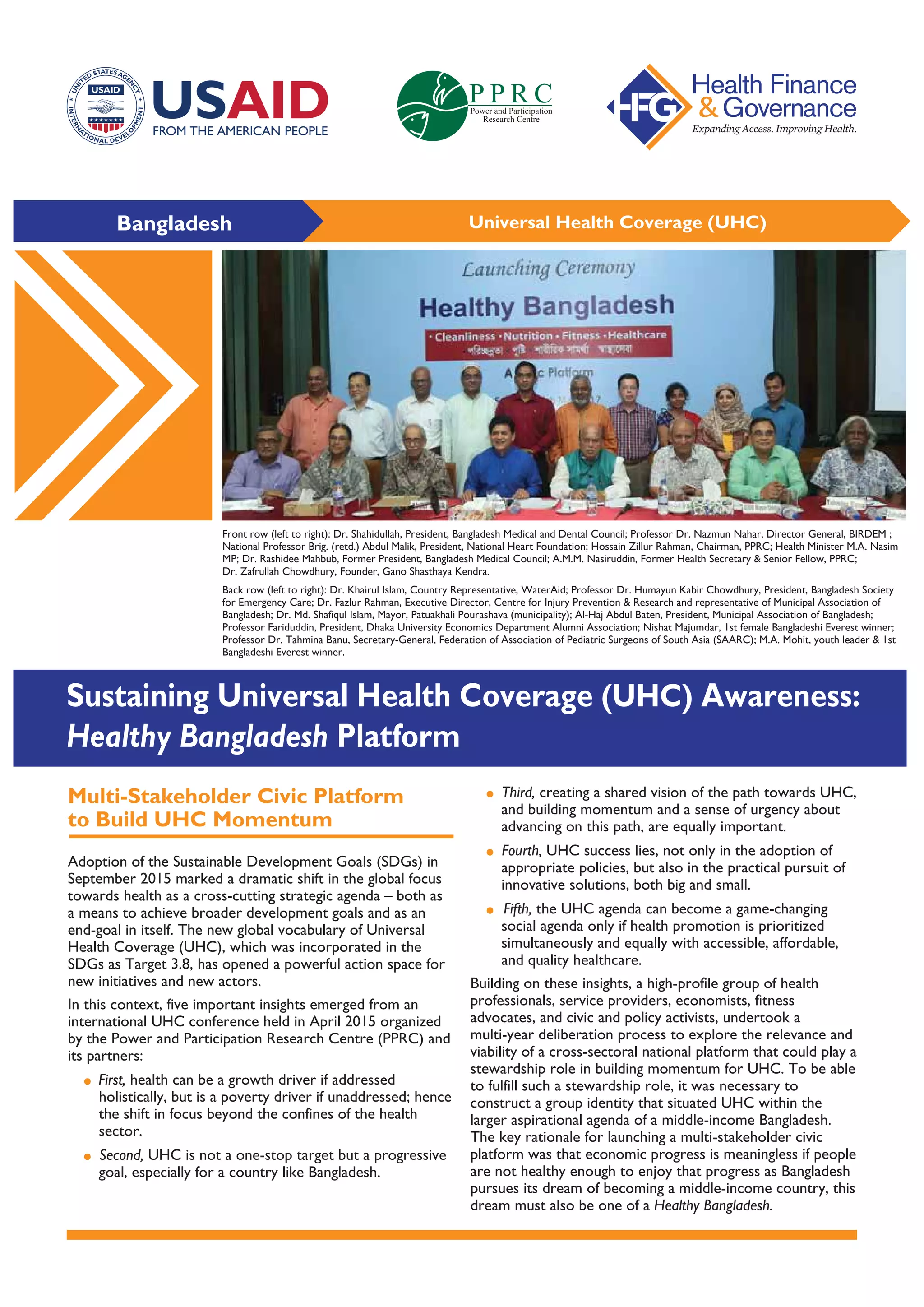 Sustaining Universal Health Coverage (UHC) Awareness: Healthy Bangladesh Platform | PDF