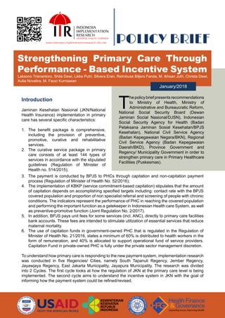 Strengthening Primary Care for JKN Implementation | PDF