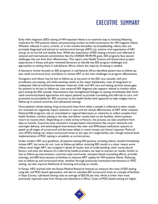 Lessons Learned for Strengthening Early Infant Diagnosis of HIV ...