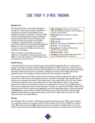 Mobile Money for Health Case Study: D-Tree Tanzania | PDF
